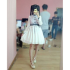 Cosgirl - Long-Sleeve Mandarin Collar Porcelain Print Dress | YesStyle