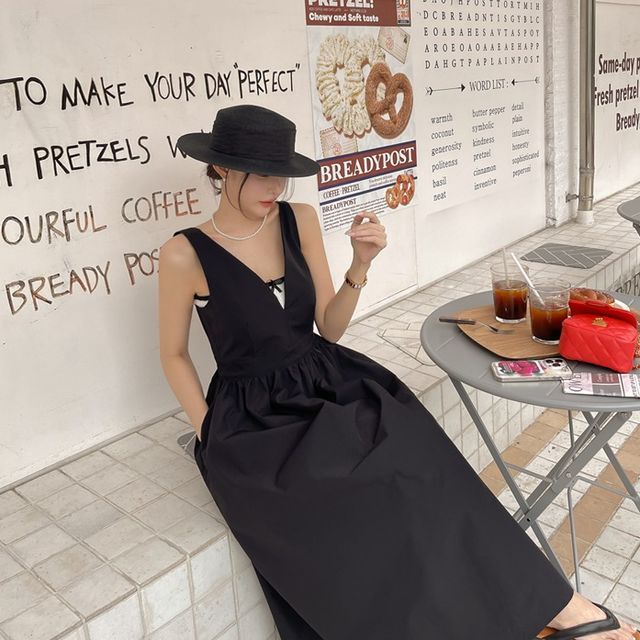 DABAGIRL - Plunge-Neck Long Overall Dress | YesStyle