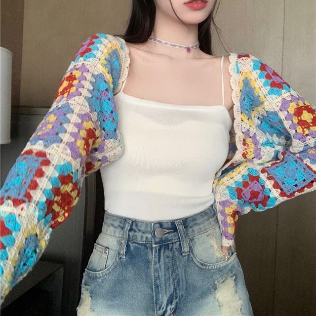 ANORA - Floral Embroidered Crochet Lace Shrug | YesStyle