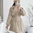 Korimo - Plain Tie-Waist Double-Breasted Trench Jacket | YesStyle