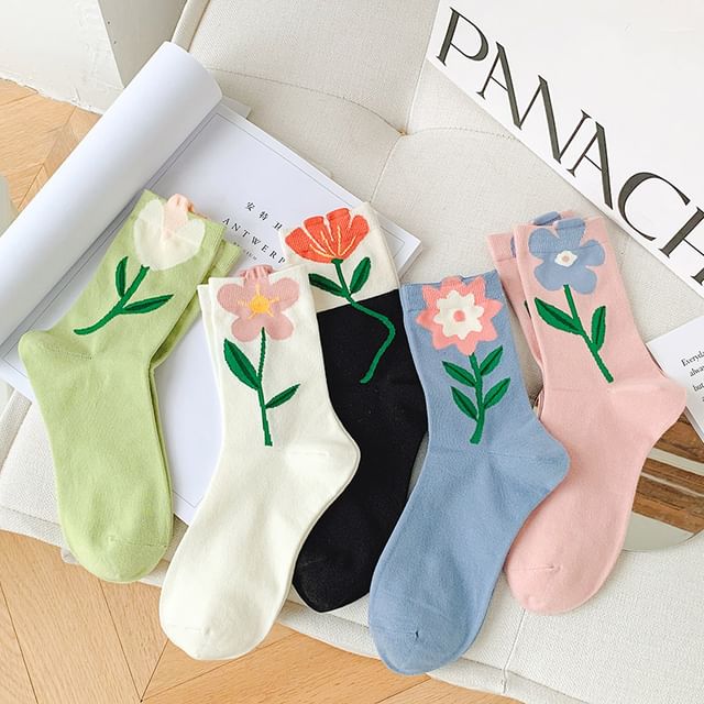 Whychunga - Floral Print Socks | YesStyle