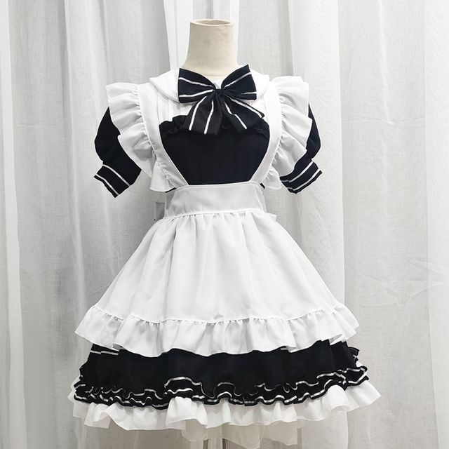 Galintew - Short-Sleeve Maid Cosplay Costume Dress | YesStyle