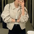 UrbanVoy - Long Sleeve Plain Crop Cargo Jacket | YesStyle