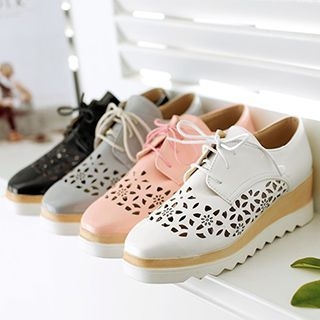 Sidewalk - Lace-Up Laser Cut Platform Shoes | YesStyle