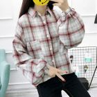 Happo - Balloon-Sleeve Plaid Shirt | YesStyle