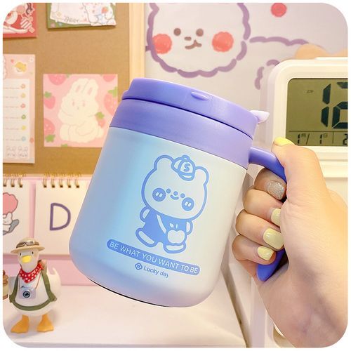 Momoi - Bear Print Stainless Steel Mug with Lid | YesStyle
