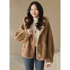 Styleonme - Hooded Ribbed Eco-Fur Jacket | YesStyle