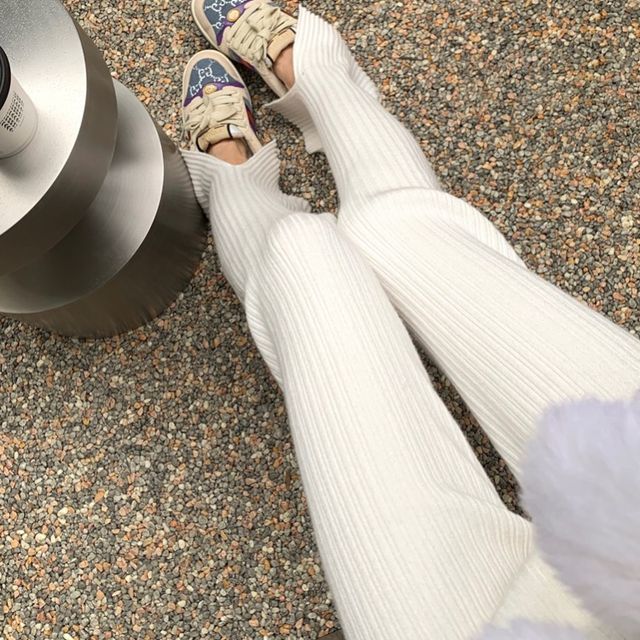 Snow Clover - Ribbed Knit Straight-Leg Pants | YesStyle