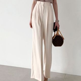 Coris - High Waist Plain Wide Leg Slacks | YesStyle