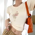 Ashlee - Short-Sleeve Print Slim-Fit Tee | YesStyle