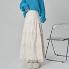 Shinsei - High Waist Lace Maxi A-Line Skirt | YesStyle