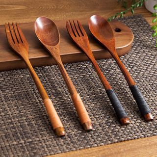 Popcorn - Wooden Spoon / Fork | YesStyle