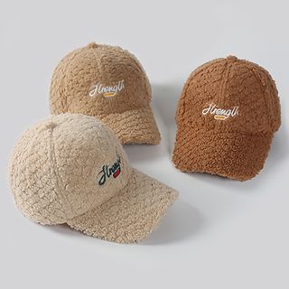 Hunter Jones - Lettering Embroidered Faux Shearling Baseball Cap | YesStyle