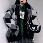 resinling - V-Neck Diamond Pattern Cardigan | YesStyle