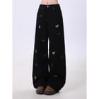 Wisjam - Mid Rise Dog Embroidered Wide Leg Jeans | YesStyle