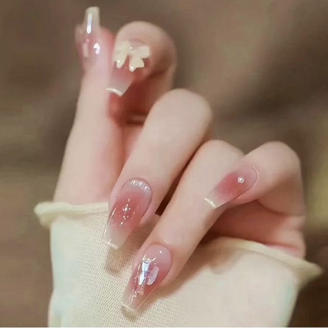 Cutip Nails - Bow Gold Leaf Faux Nail Tip | YesStyle