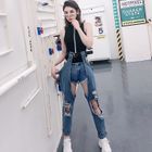 Benarama - Mock Two-Piece Distressed Cropped Jeans | YesStyle