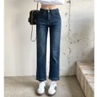 Wisjam - High Rise Washed Crop Straight Leg Jeans | YesStyle