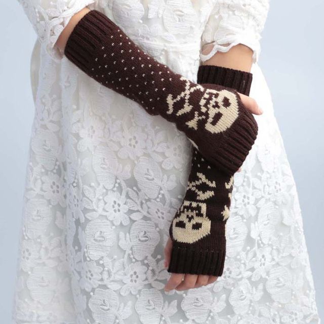 Rosesand - Skull Print Knitted Arm Sleeves | YesStyle