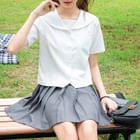 Woohan - Short-Sleeve Plain Front-Slit Shirt | YesStyle