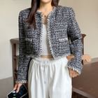Onjo - Plaid Tweed Cropped Jacket | YesStyle