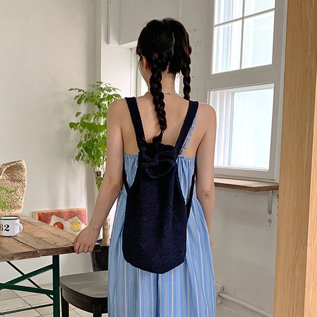 FROMBEGINNING - Drawcord Knit Cylinder Backpack | YesStyle