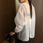 SeoulPop - Long-Sleeve See-Through Button-Up Loose-Fit Blouse | YesStyle