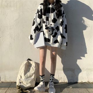 Fairy Essential - Cow Pattern Hoodie | YesStyle