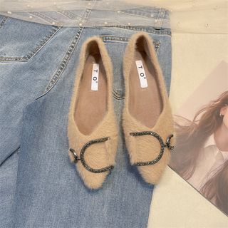 The Shoe House - Pointed Fluffy Flats | YesStyle