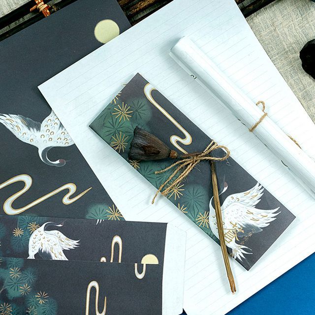 SASHI - Set : Retro Crane Envelope + Letter Paper | YesStyle