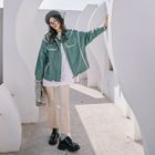 MOFFI - Dark Green Leather Coat | YesStyle