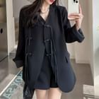 Acoustic Rain - Collarless Plain Frog Button Blazer | YesStyle