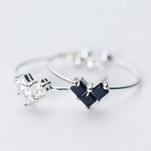 A’ROCH - 925 Sterling Silver Heart Rhinestone Open Ring | YesStyle