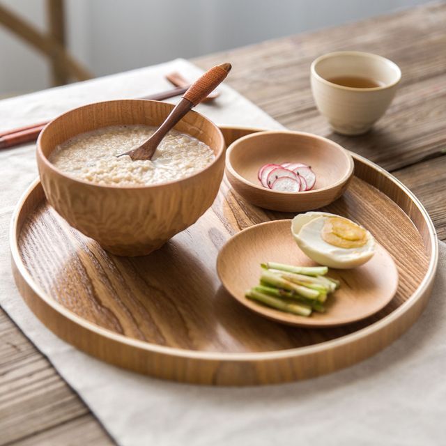 Modern Wife - Round Wooden Food Tray | YesStyle