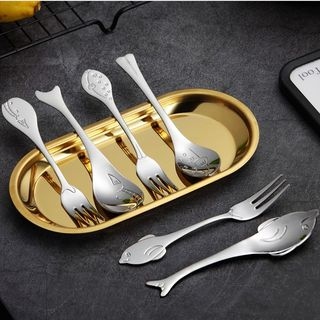 Worthbuy - Stainless Steel Fish / Dolphin / Whale Dessert Spoon / Fork ...