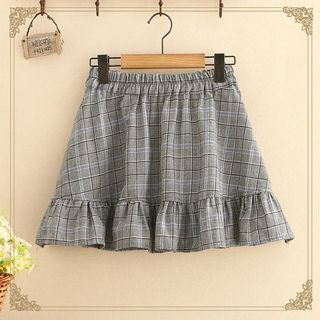 Kawaii Fairyland - Ruffle Hem Plaid A-line Skirt | YesStyle
