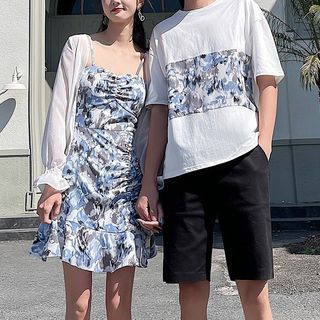 Azure - Couple Matching T-Shirt / Shorts / Spaghetti Strap Mini A-Line ...