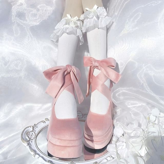 Silverslyre - Lace-Up Platform Chunky-Heel Pumps | YesStyle