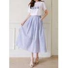 Styleonme - Stripe Seersucker Long Skirt | YesStyle