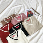 Minerva - Contrast Trim V-Neck Knit Vest | YesStyle