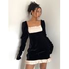 Colada - Two-Tone Velvet Mini Dress | YesStyle