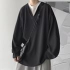 Zoslane - Mock Two-Piece Long-Sleeve Crew Neck Two-Tone Sweatshirt ...