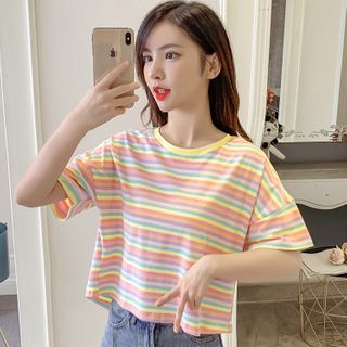 Meowko - Striped Short-Sleeve T-Shirt | YesStyle