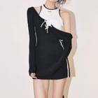 ASUMM - Set: Contrast Trim Tankini + Cover-Up | YesStyle