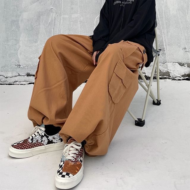 RONIN - Mid Rise Plain Harem Cargo Pants | YesStyle