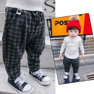 Pinty - Kids Fleece-Lining Check Pants | YesStyle