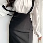 Wovasionista - Detachable Suspender Plain Midi Fishtail Skirt | YesStyle