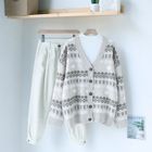 Gretchen - Mock Neck Long-Sleeve T-Shirt / Patterned Cardigan / Harem ...