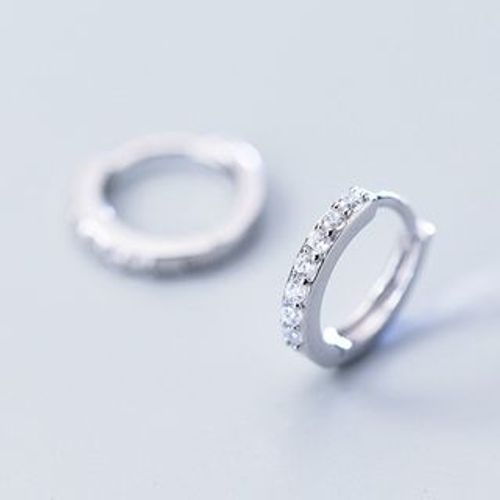 A’ROCH - 925 Sterling Silver Rhinestone Mini Hoop Earrings | YesStyle