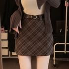 Shinsei - Mid Waist Plaid Mini A-Line Skirt | YesStyle